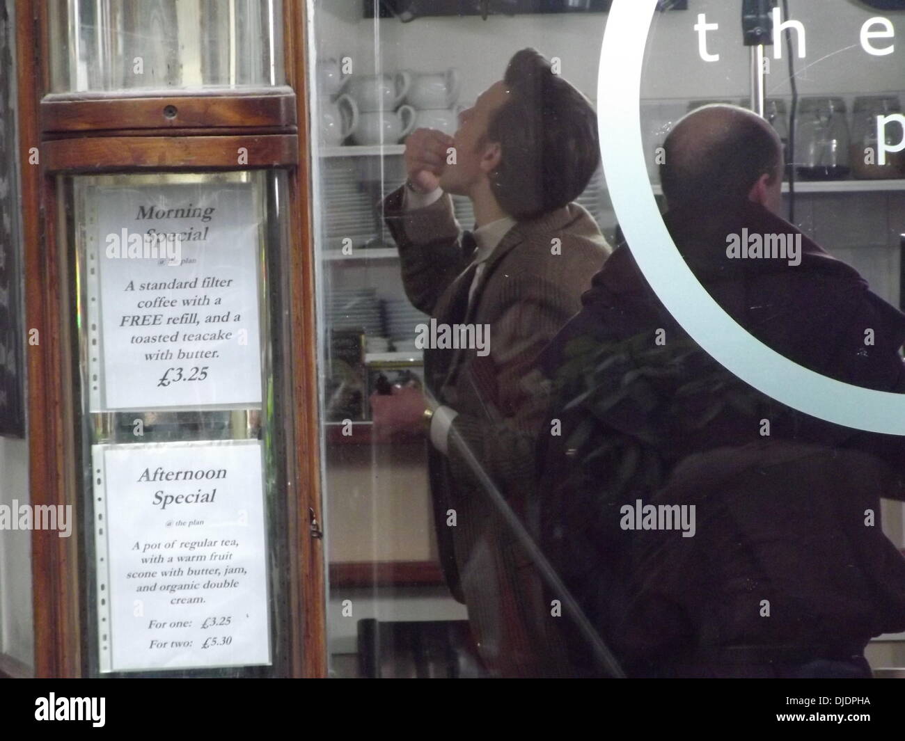Matt Smith and Barnaby Edwards Matt Smith filming a scene in a cafe ...
