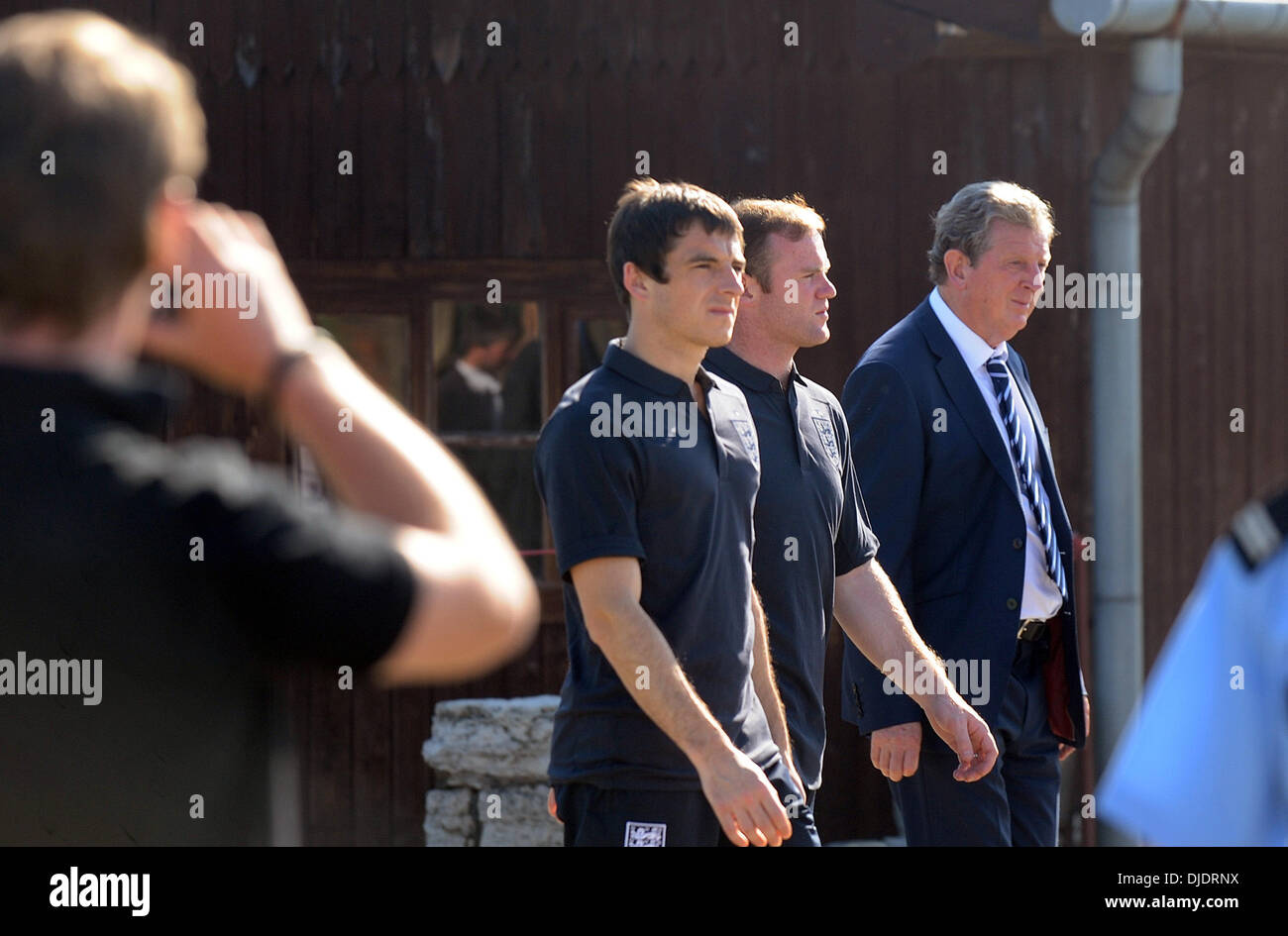 Leighton Baines, Wayne Rooney and Roy Hodgson The England national ...