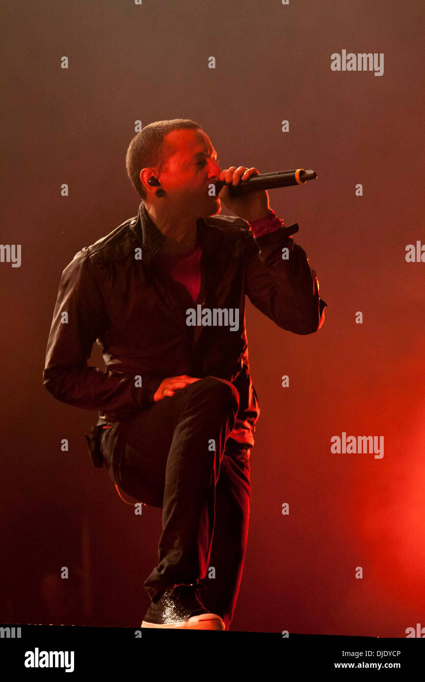 Chester Bennington of Linkin Park performing live on stage at the Pepsi ...