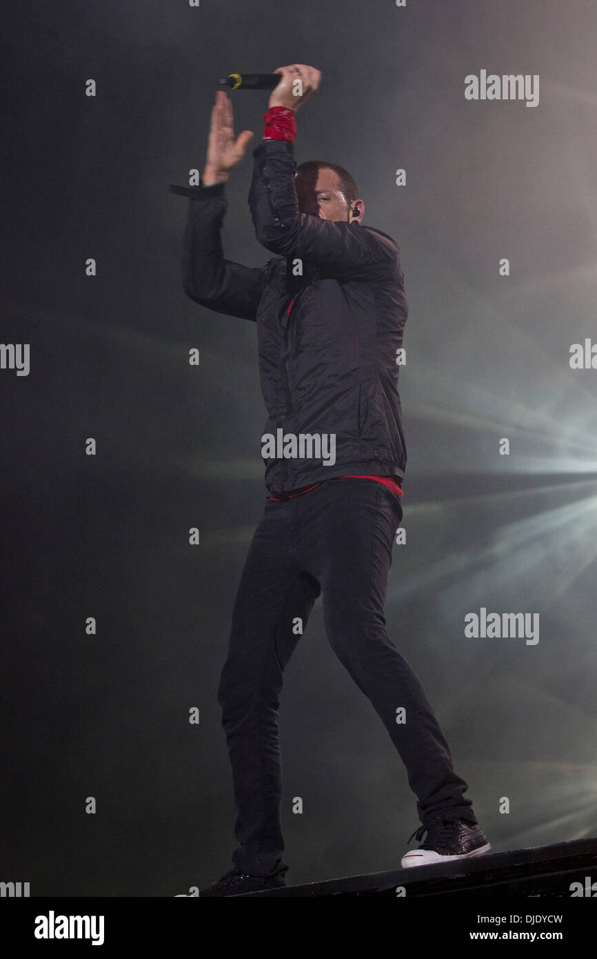 Chester Bennington of Linkin Park performing live on stage at the Pepsi ...