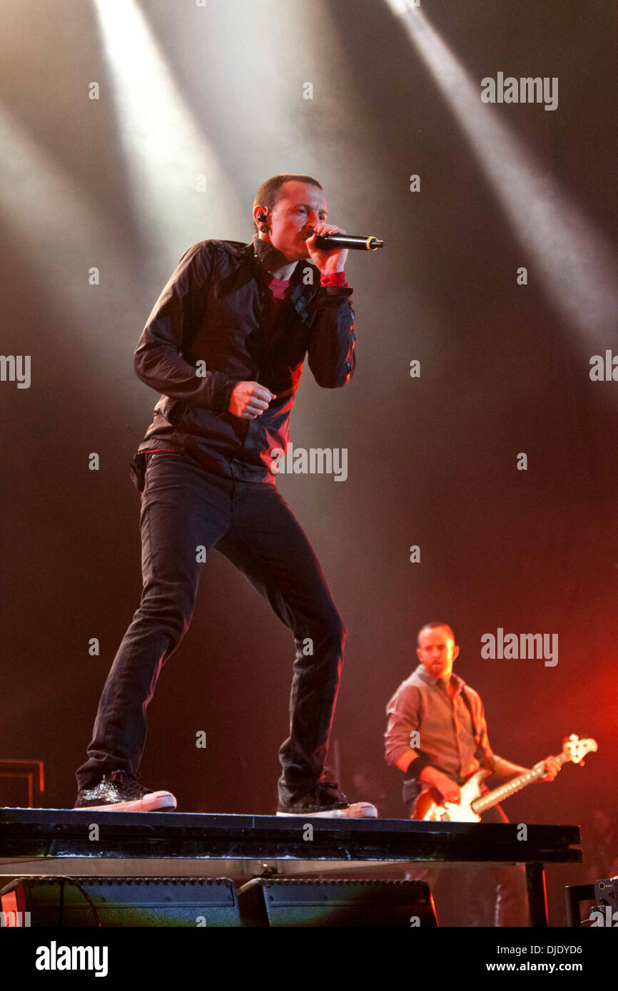 Chester Bennington of Linkin Park performing live on stage at the Pepsi ...