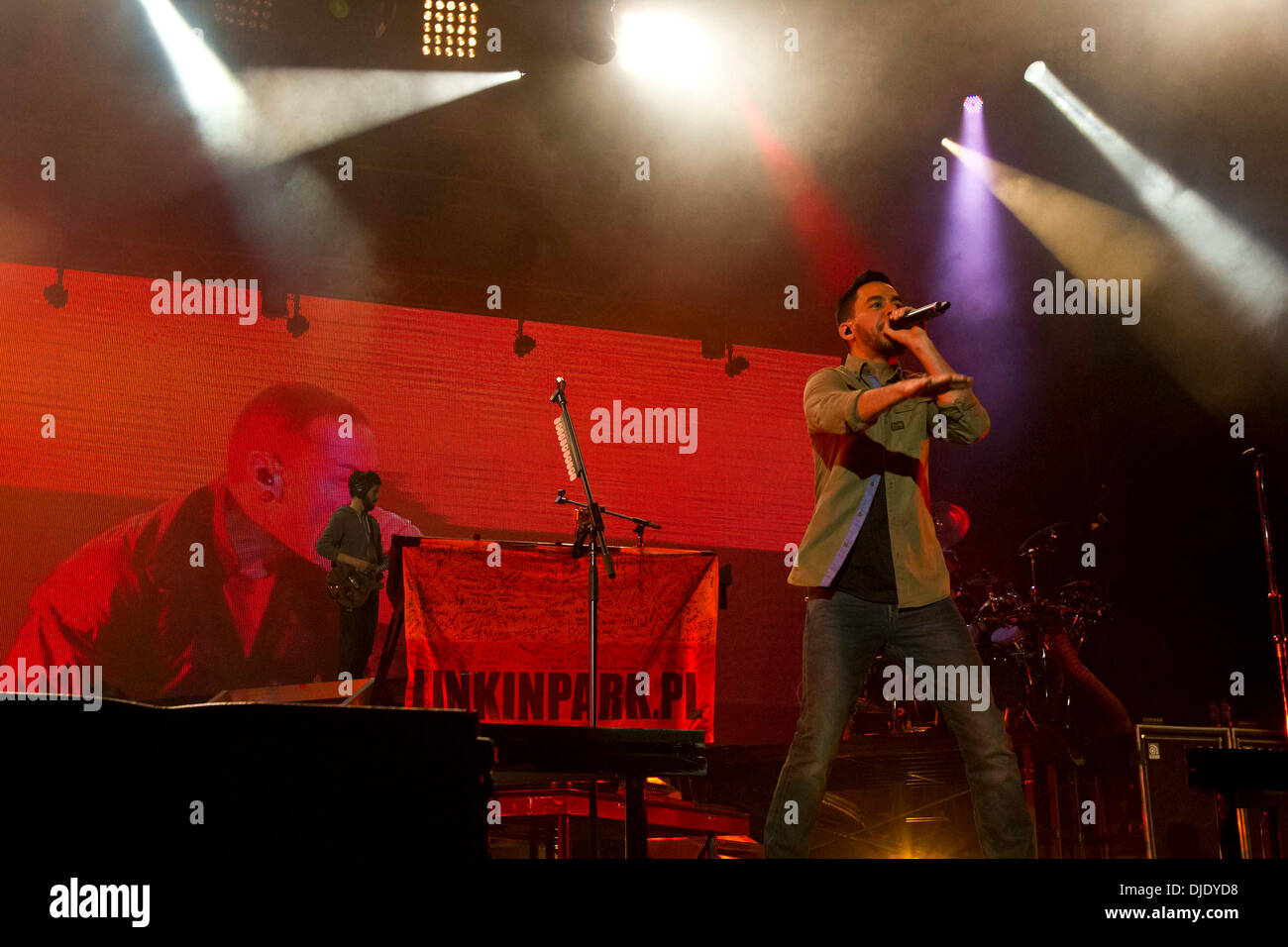 Mike Shinoda of Linkin Park performing live on stage at the Pepsi Arena ...