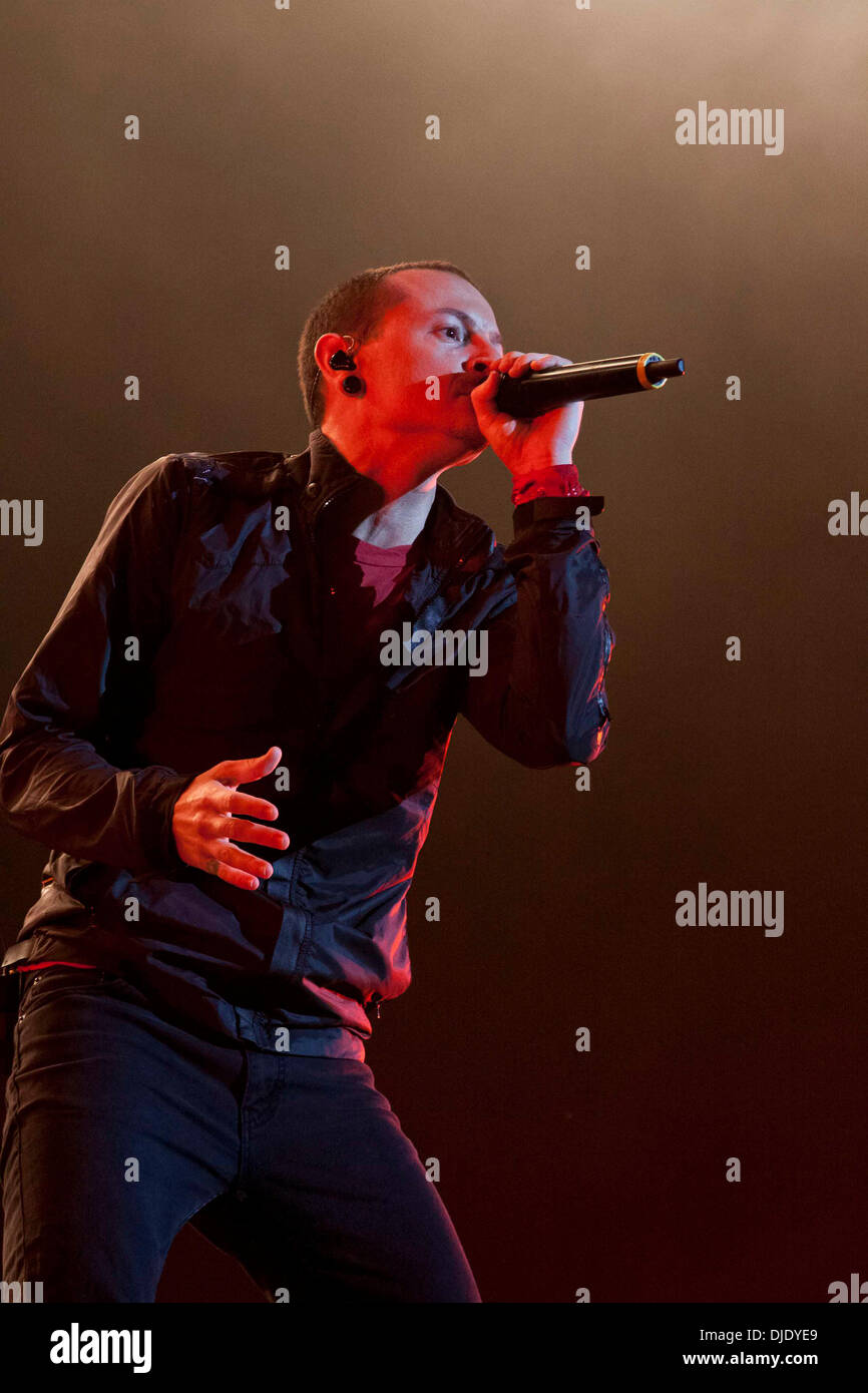 Chester Bennington of Linkin Park performing live on stage at the Pepsi ...