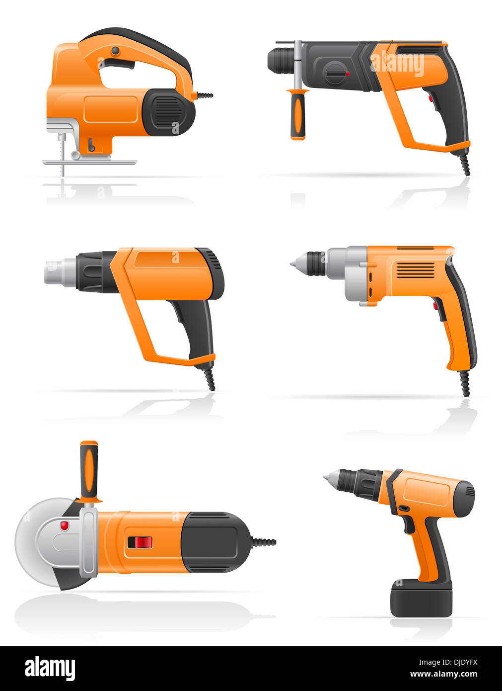 electric tools set icons illustration isolated on white background ...
