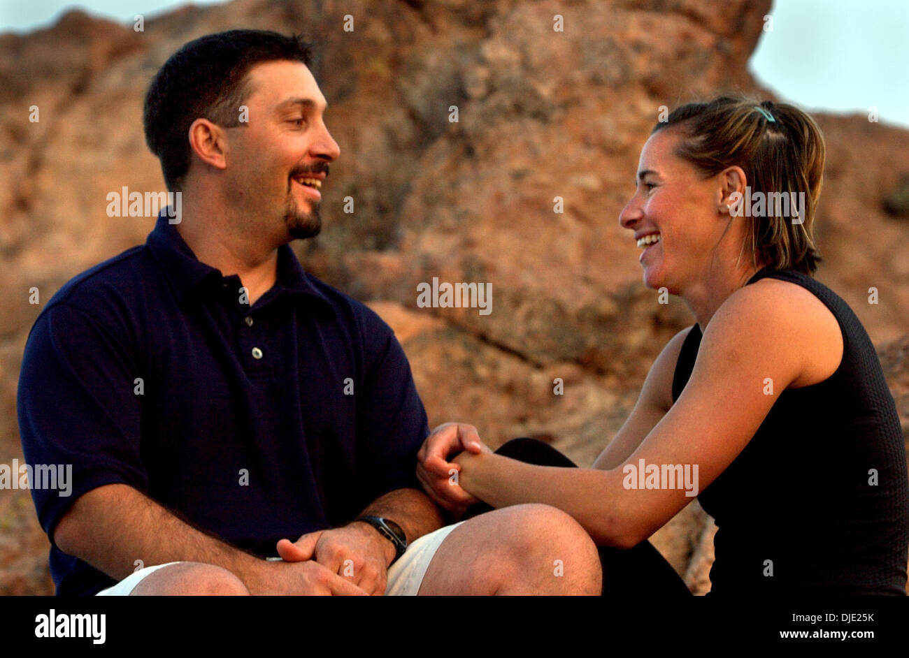 Jan 14, 2004; Phoenix, AZ, USA; BRENT and STACY DRAGILA sit together at ...