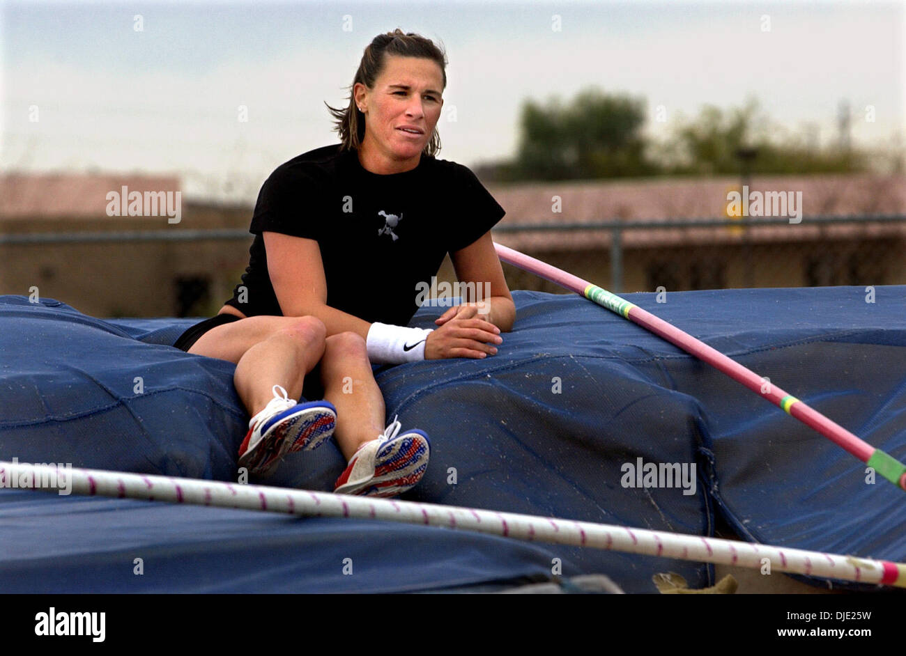 Jan 14, 2004; Phoenix, AZ, USA; STACY DRAGILA listens to her coach ...