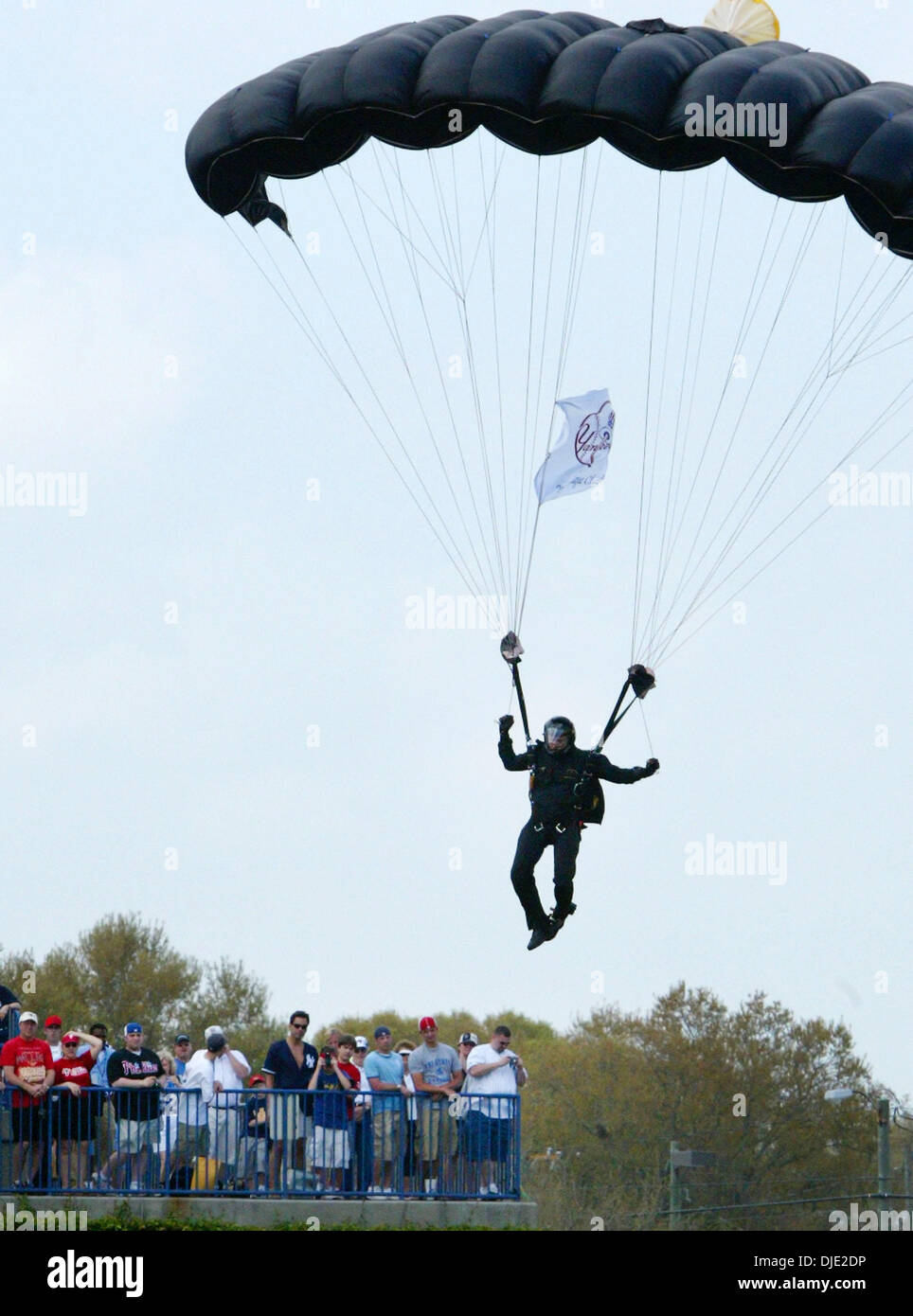 Mar 05, 2004; Tampa, FL, USA; A parachute jumper with the Special ...