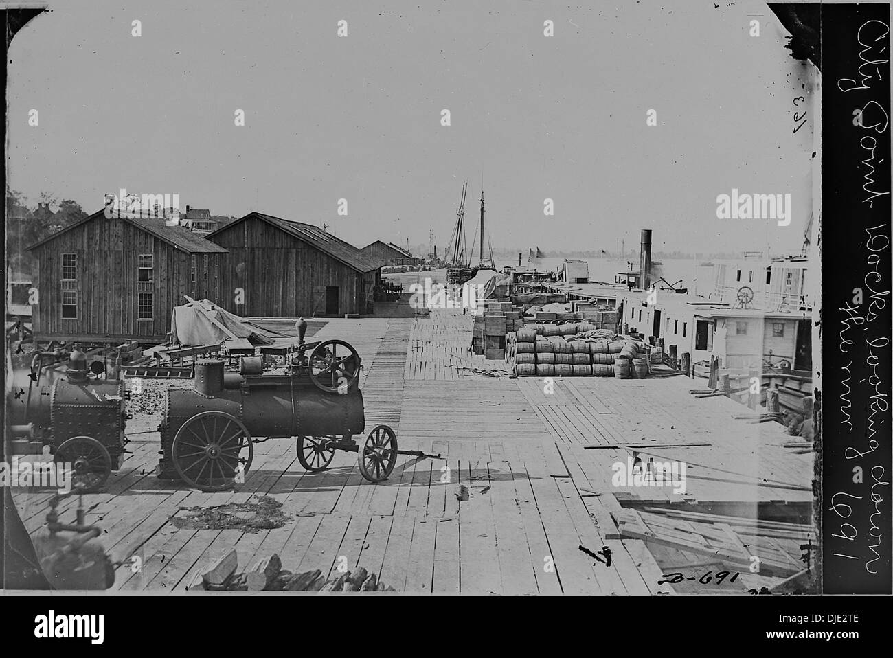 City Point Docks in Virginia, shown in a historical photograph ...
