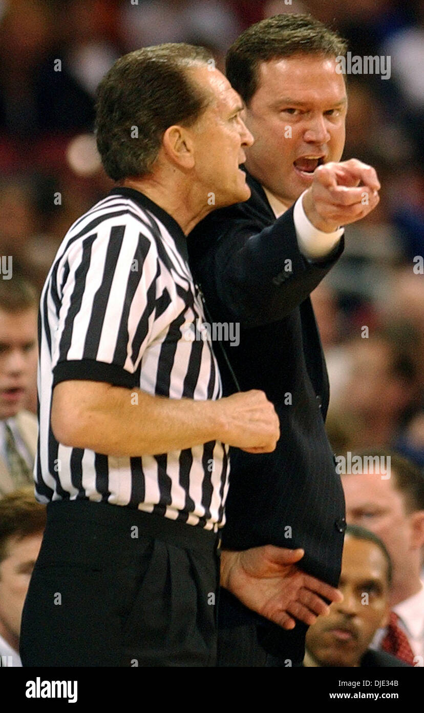 Mar 26, 2004; St. Louis, MO, USA; Kansas head coach BILL SELF omplains ...
