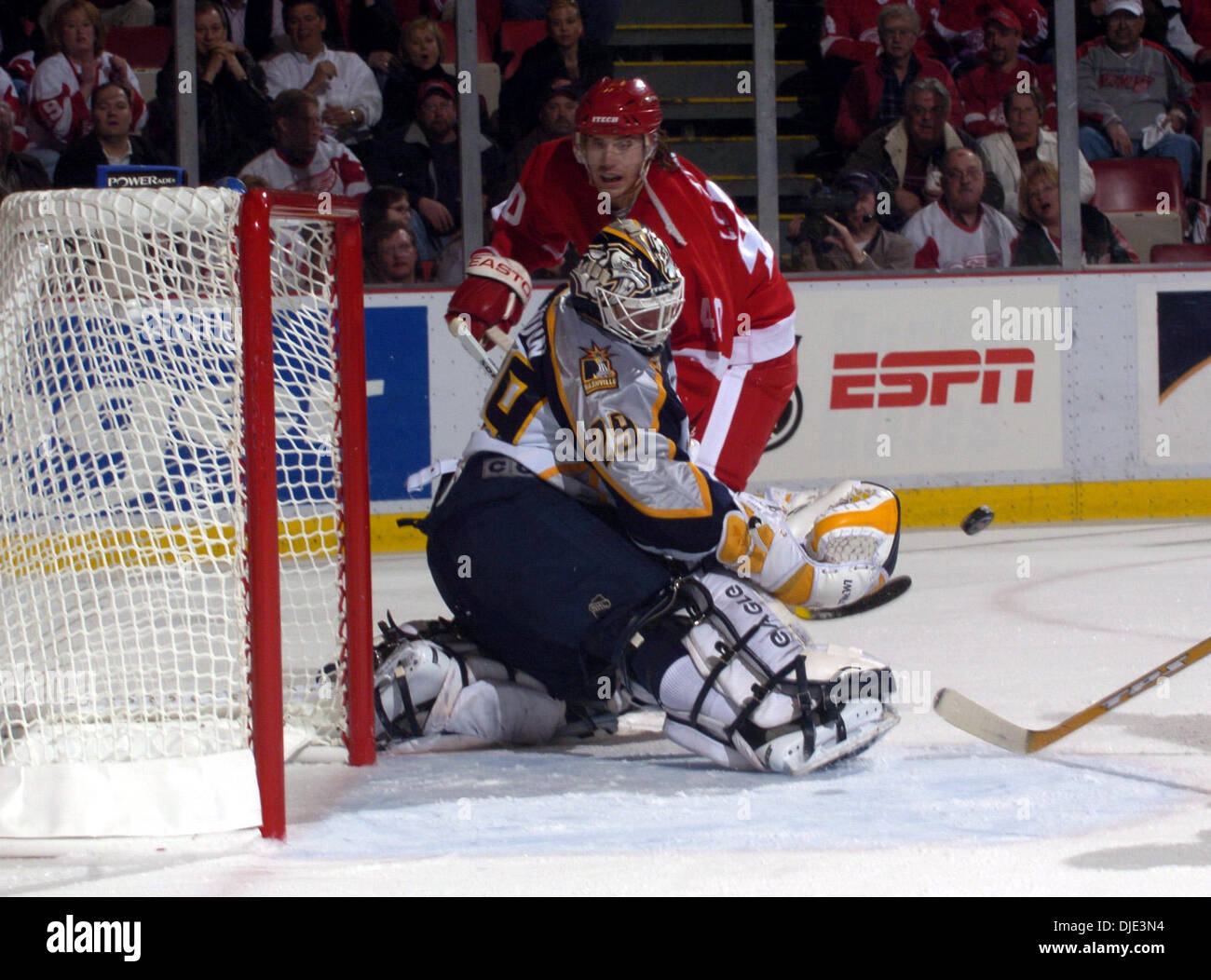 Apr 07, 2004; Detroit, MI, USA; HENRK ZETTERBERG can't get his shot ...