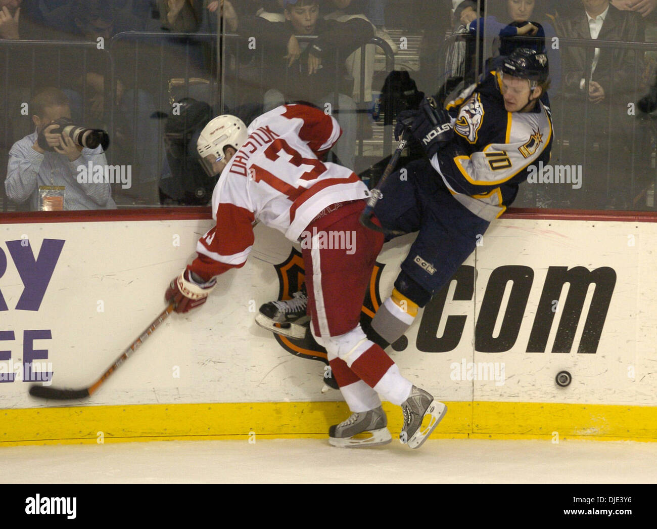 Apr 13, 2004; Nashville, TN, USA; Detroit's PAVEL DATSYUK and Nashville ...