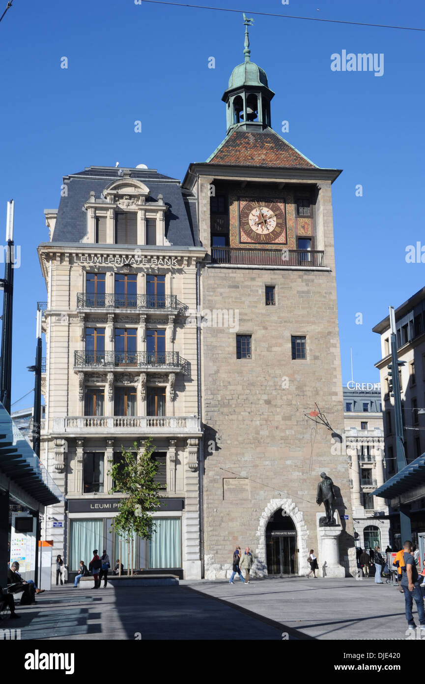 Clock tower at Geneva on Switzerland Stock Photo - Alamy