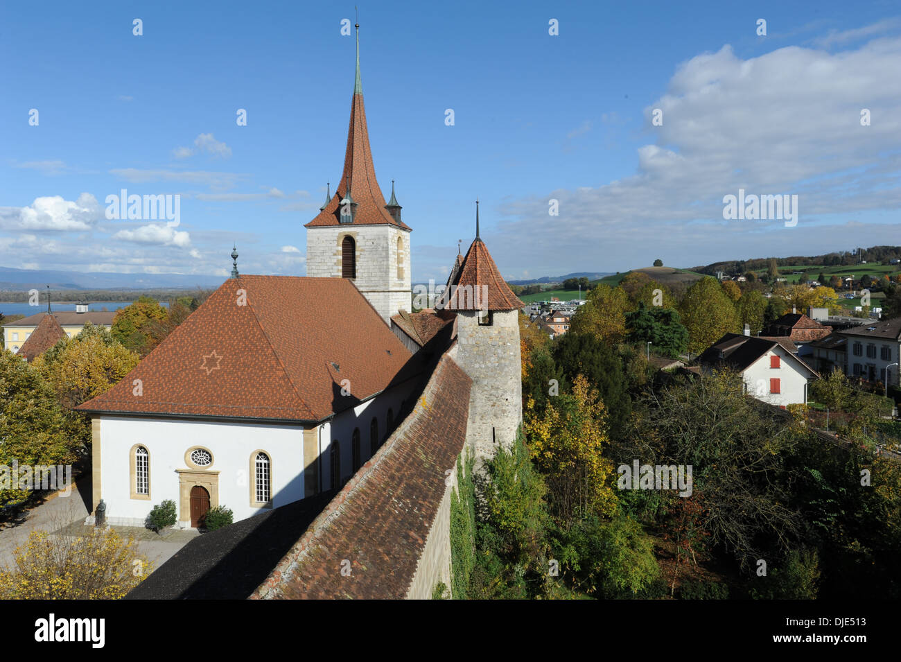 The old town of Murten on Switzerland Stock Photo - Alamy