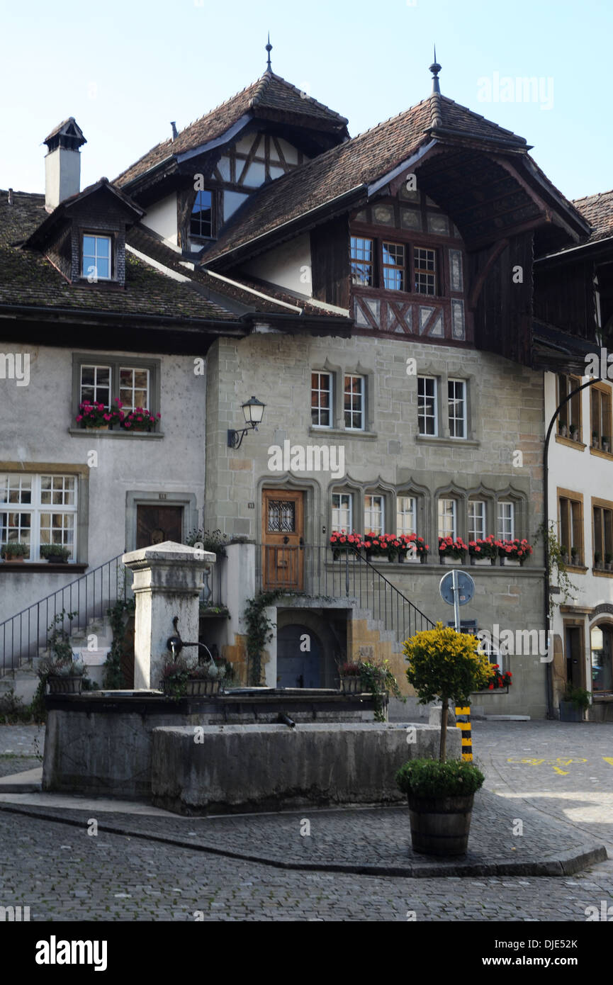 The old town of Murten on Switzerland Stock Photo - Alamy