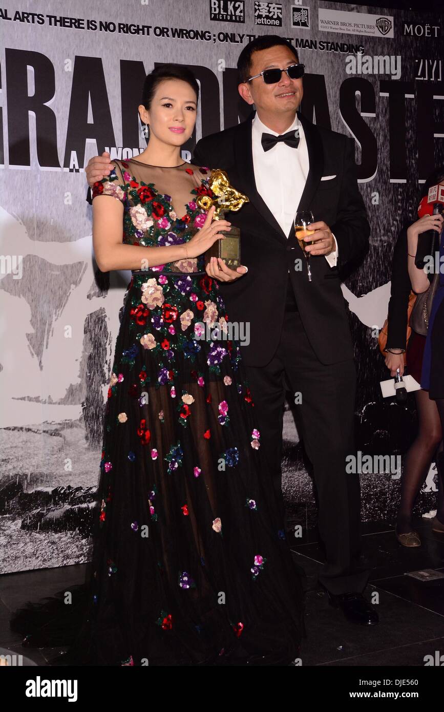 Taipei, China. 23rd Nov, 2013. Actress Zhang Ziyi and director Wang Jiawei attend celebration ...