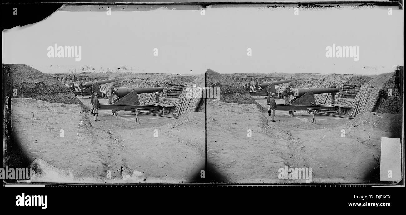 A photograph showing the interior of a military fort, showcasing the ...
