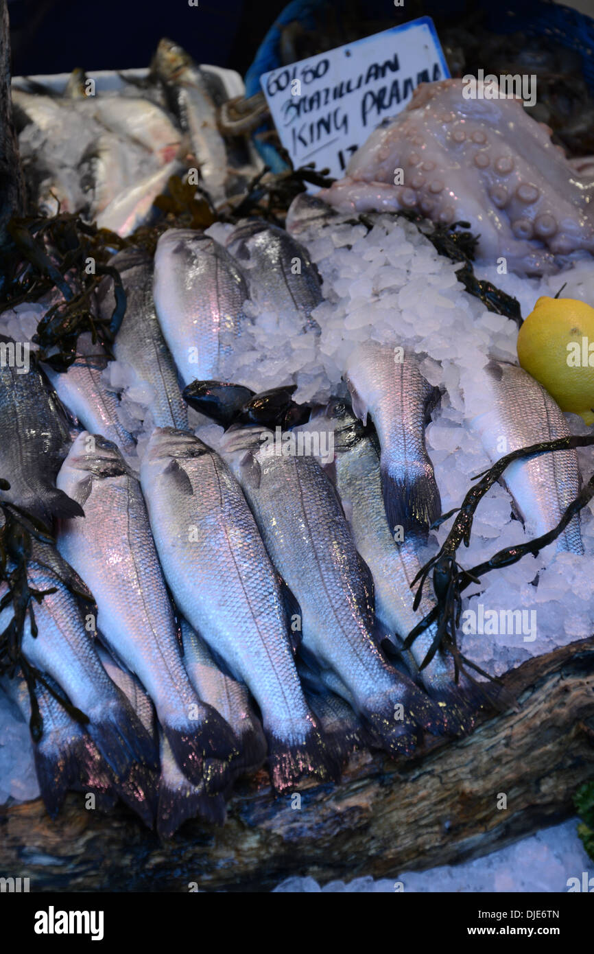 Wet Fish For Sale On A Market Stall Stock Photo - Alamy