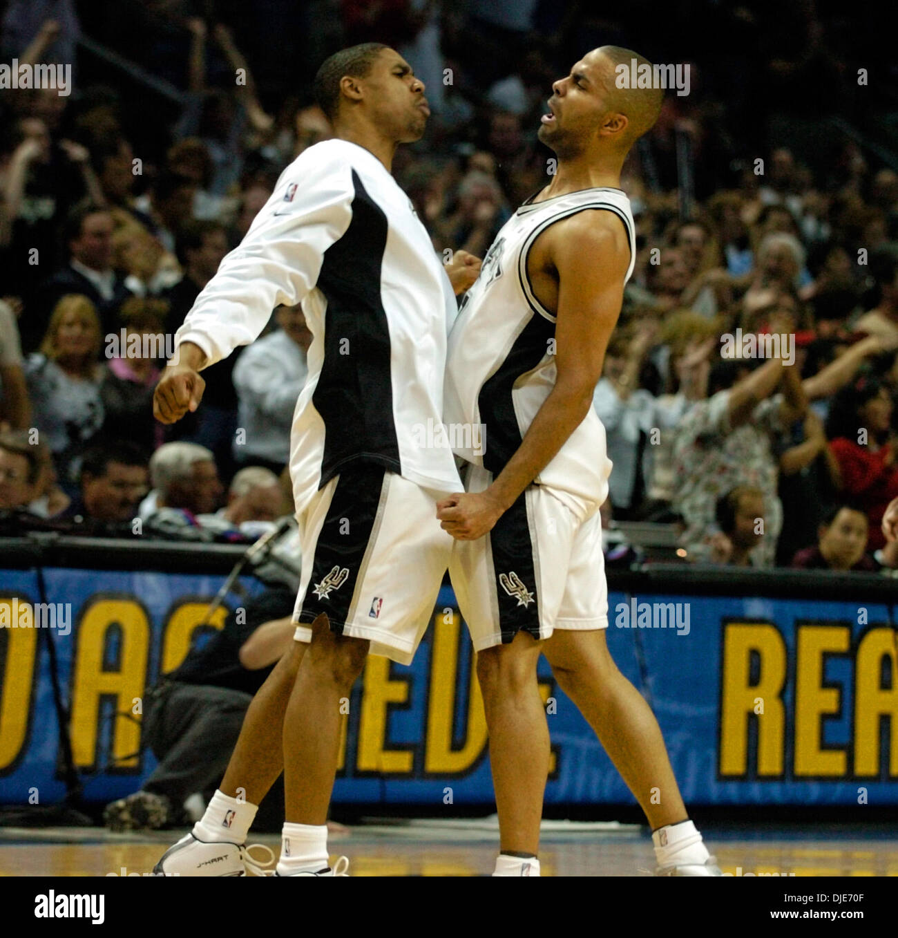 May 02, 2004; San Antonio, TX, USA; Spurs's guards JASON HART and TONY ...