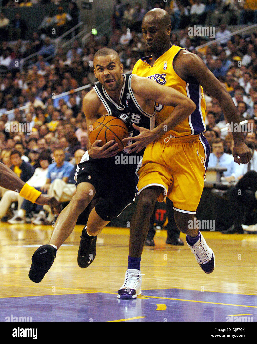 May 11, 2004; Los Angeles, CA, USA; Spurs' TONY PARKER drives around ...