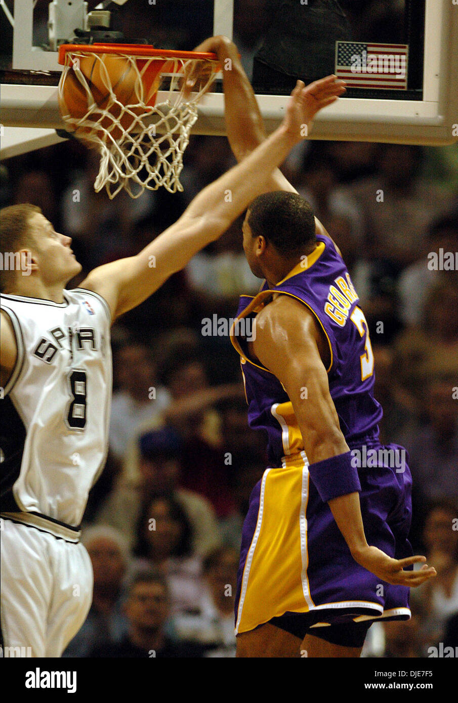 May 13, 2004; San Antonio, TX, USA; Lakers DENEAN GEORGE slam dunks ...