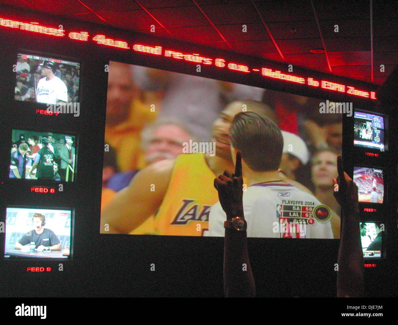 May 15, 2004; Las Vegas, Nevada, USA; Basketball fans watch the Lakers ...