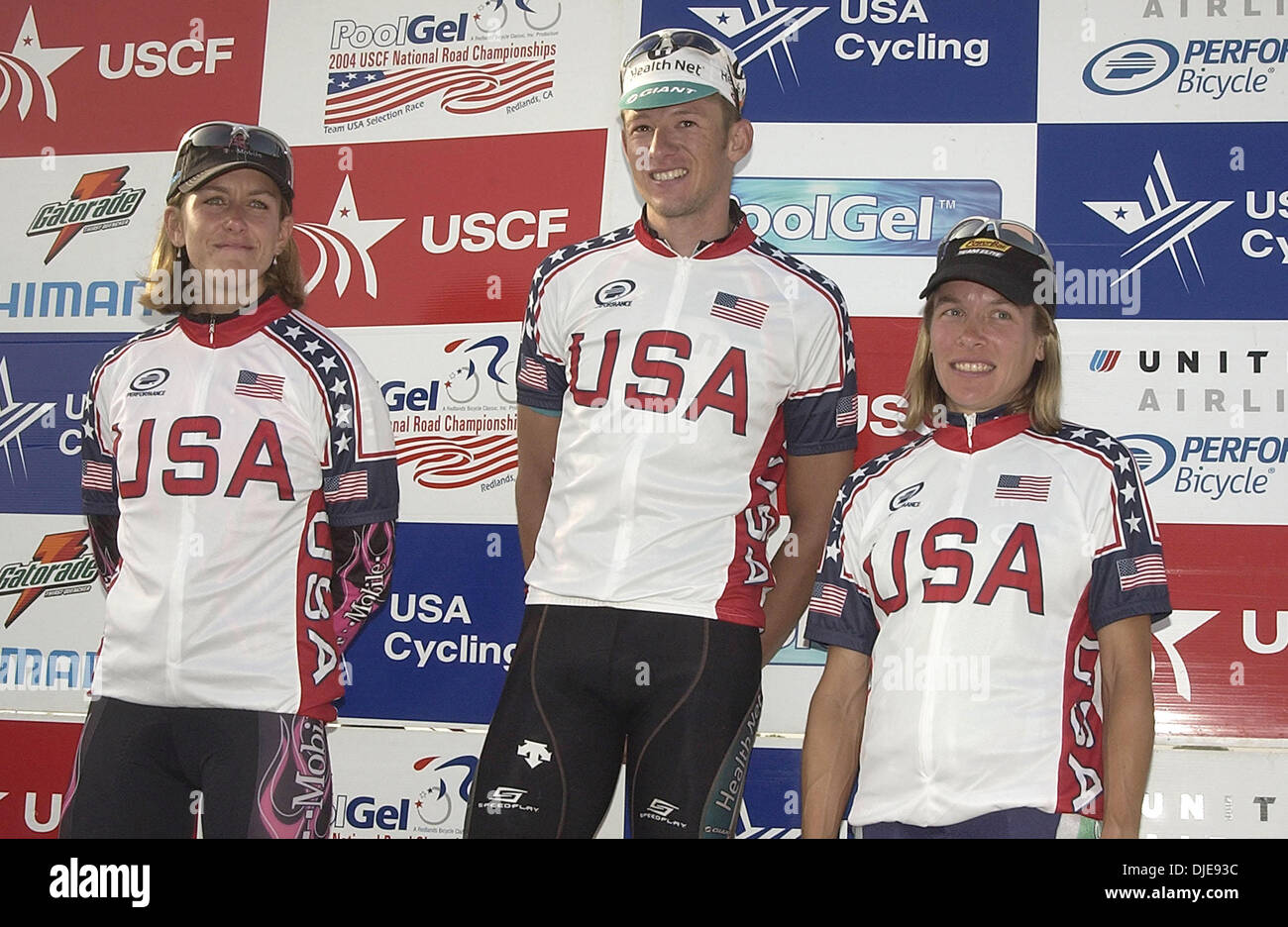 June 19, 2004; Redlands, CA, USA; U. S. Olympic Cycling Team members ...