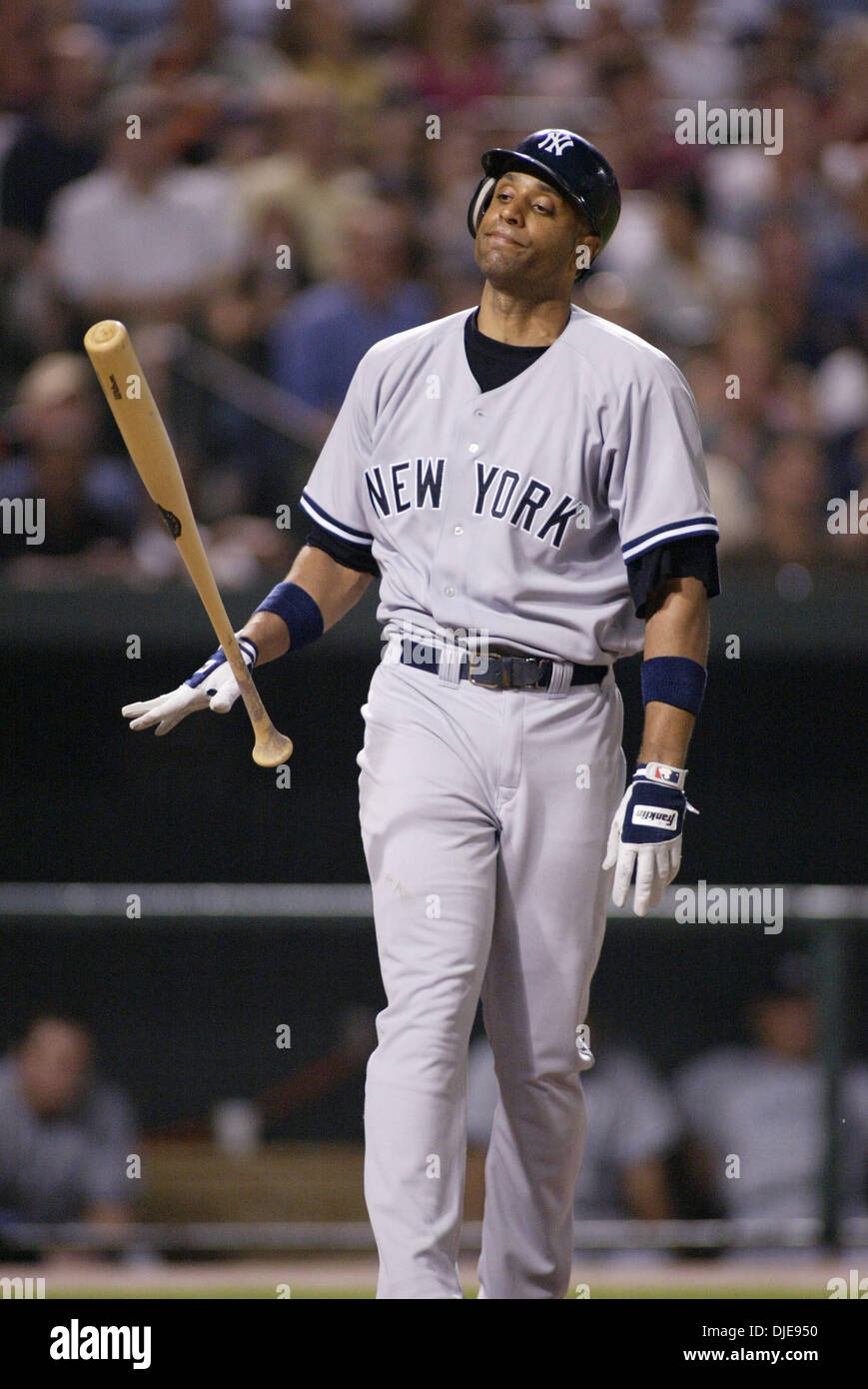 Jun 22, 2004; Baltimore, MD, USA; Yankees' TONY CLARK reacts to a swing ...