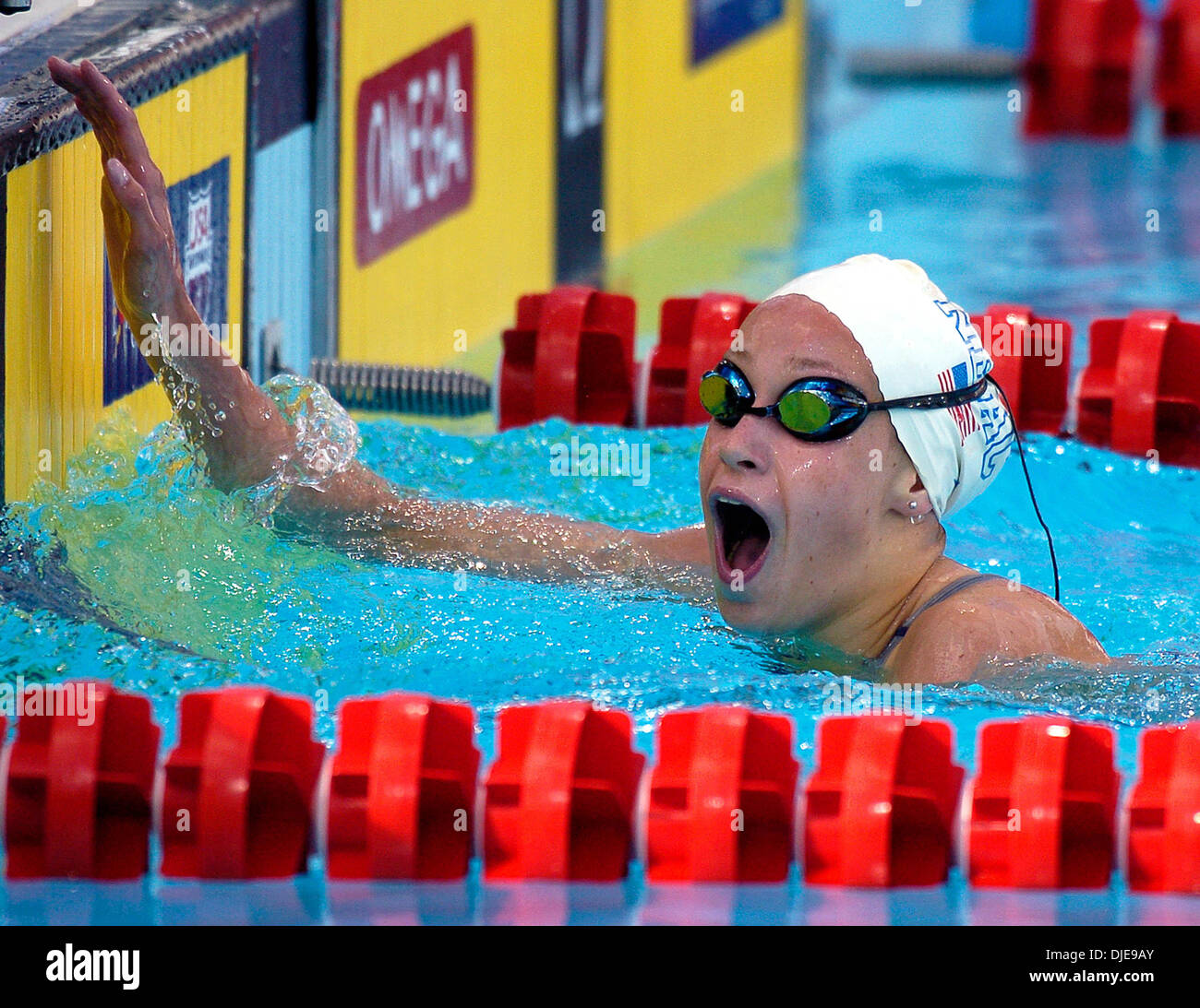 Jul 07, 2004; Long Beach, CA, USA; KATIE HOFF reacts Wednesday ...