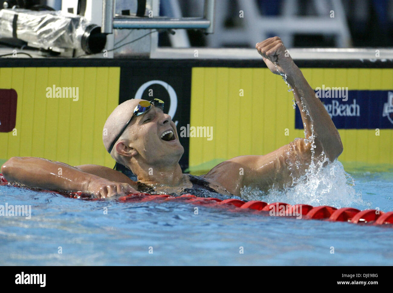 Jul 07, 2004; Long Beach, CA, USA; LARSEN JENSEN celebrates after ...