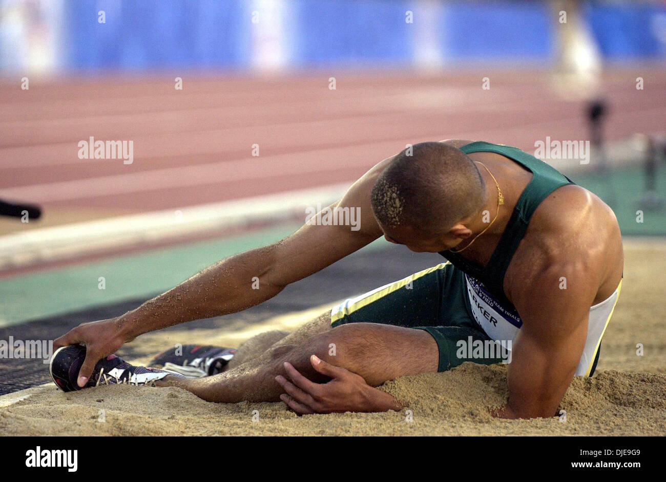 Jul 09, 2004; Sacramento, CA, USA; BRANDON PARKER suffers cramp while ...