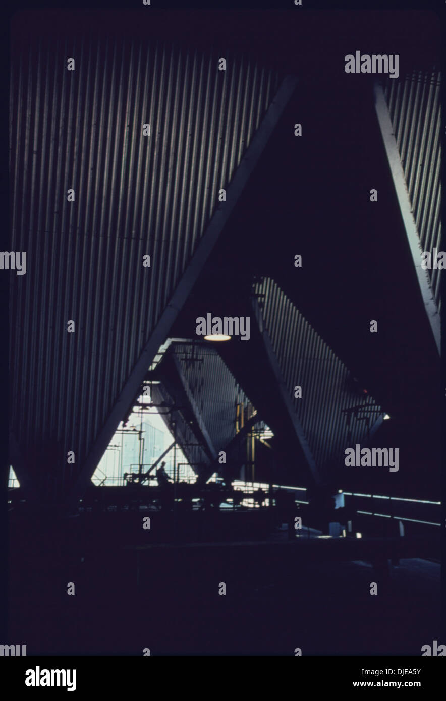A close-up view of the precipitator hoppers in a power plant at the ...