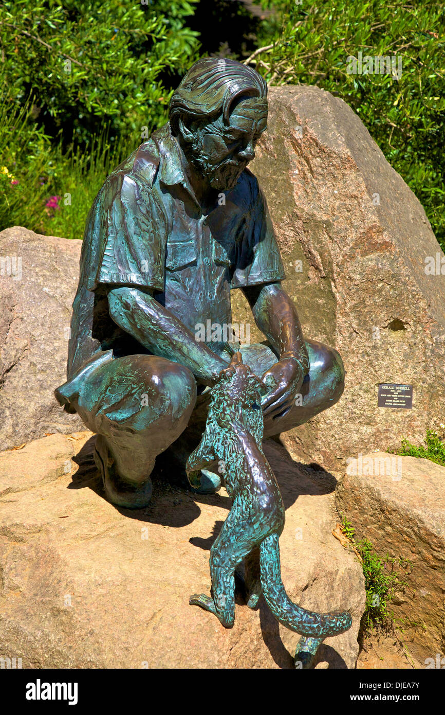 Statue of Gerald Durrell, Durrell Wildlife Park, Jersey, Channel ...