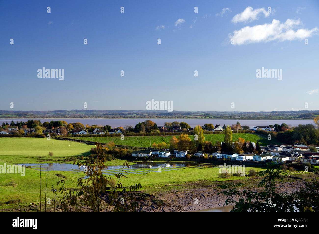 View looking across River Severn from the Wales Coastal Path, Chepstow ...