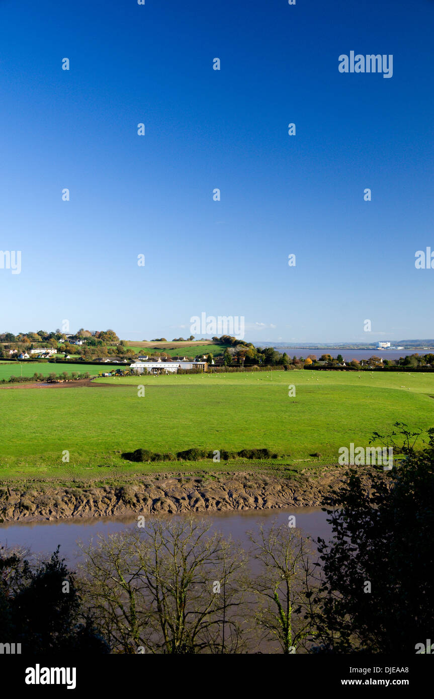 View looking across River Severn from the Wales Coastal Path, Chepstow ...