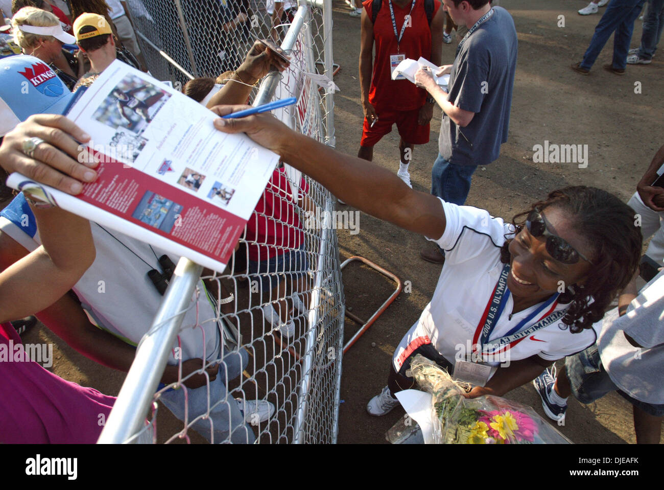 Jul 10, 2004; Sacramento, CA, USA; Heptathlon winner SHEILA BURRELL ...