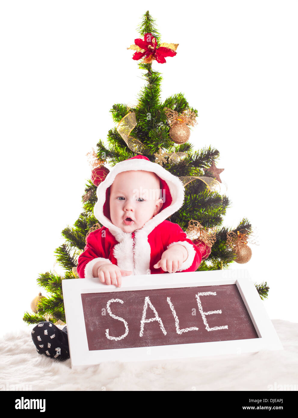 Santa and chalkboard Stock Photo - Alamy