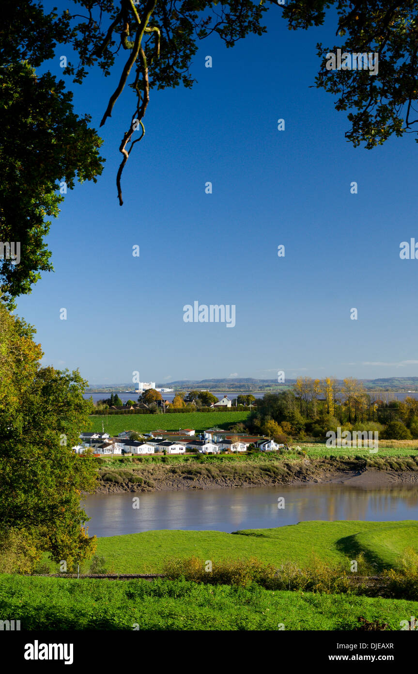 View looking across River Severn from the Wales Coastal Path, Chepstow ...