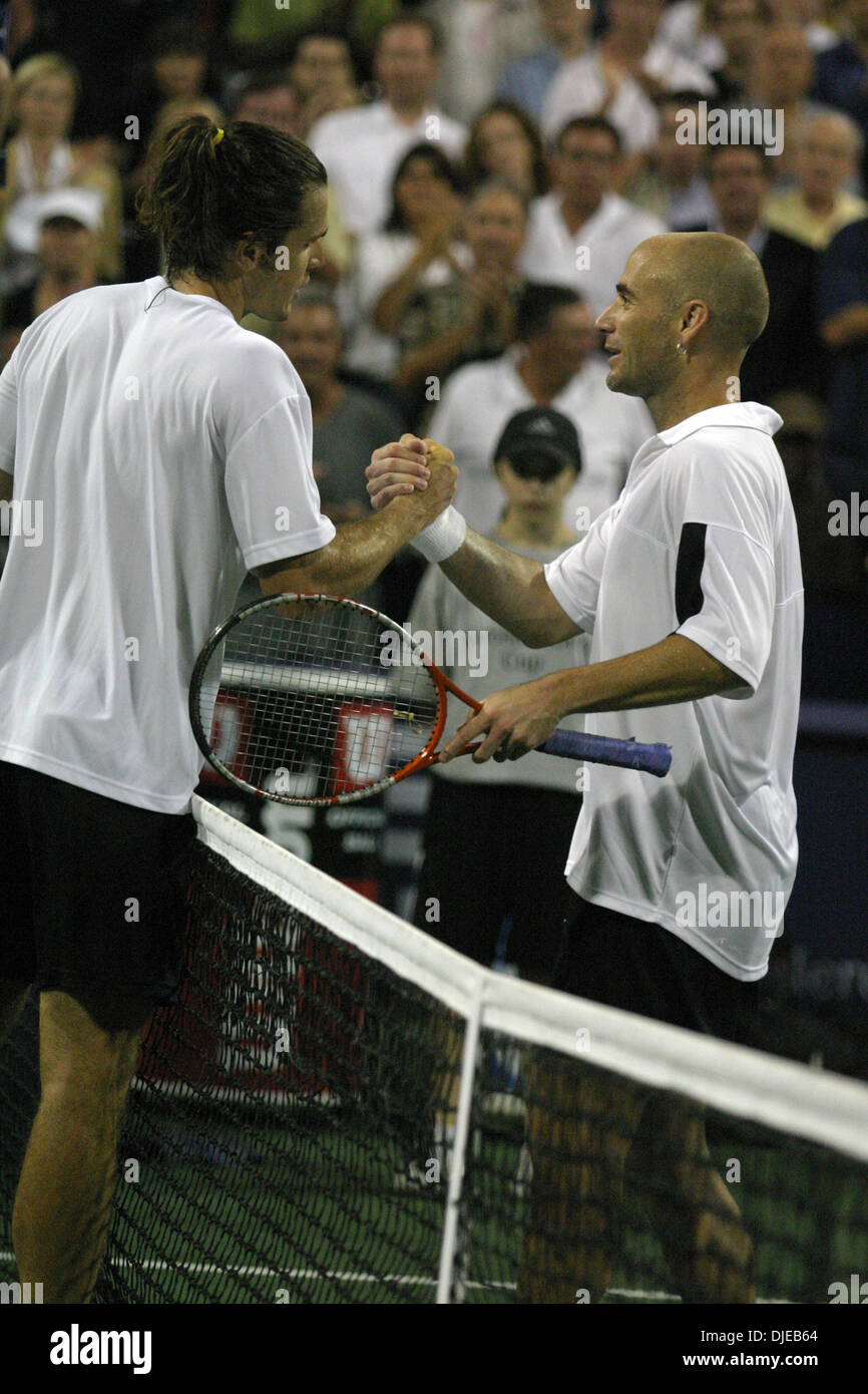 Jul 16, 2004; Los Angeles, CA, USA; ANDRE AGASSI shakes hands with ...