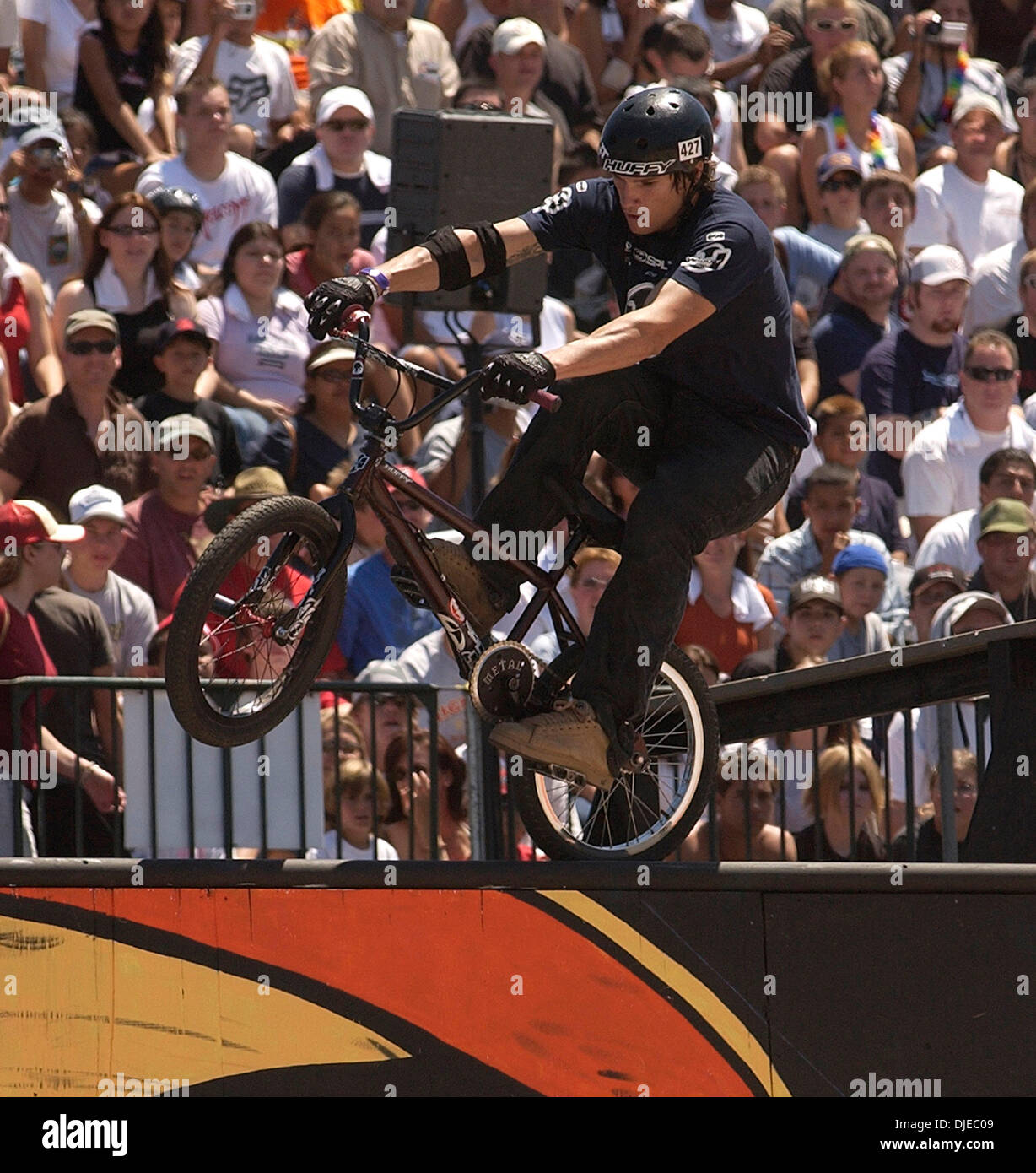 Aug 07, 2004; Los Angeles, CA, USA; Pro BMX rider COLIN MACKAY competes ...