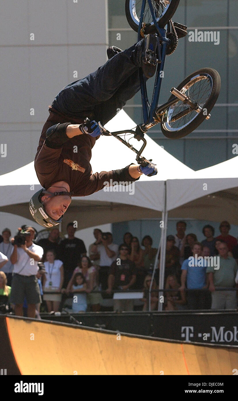Aug 07, 2004; Los Angeles, CA, USA; Pro BMX rider RYAN NYQUIST competes ...