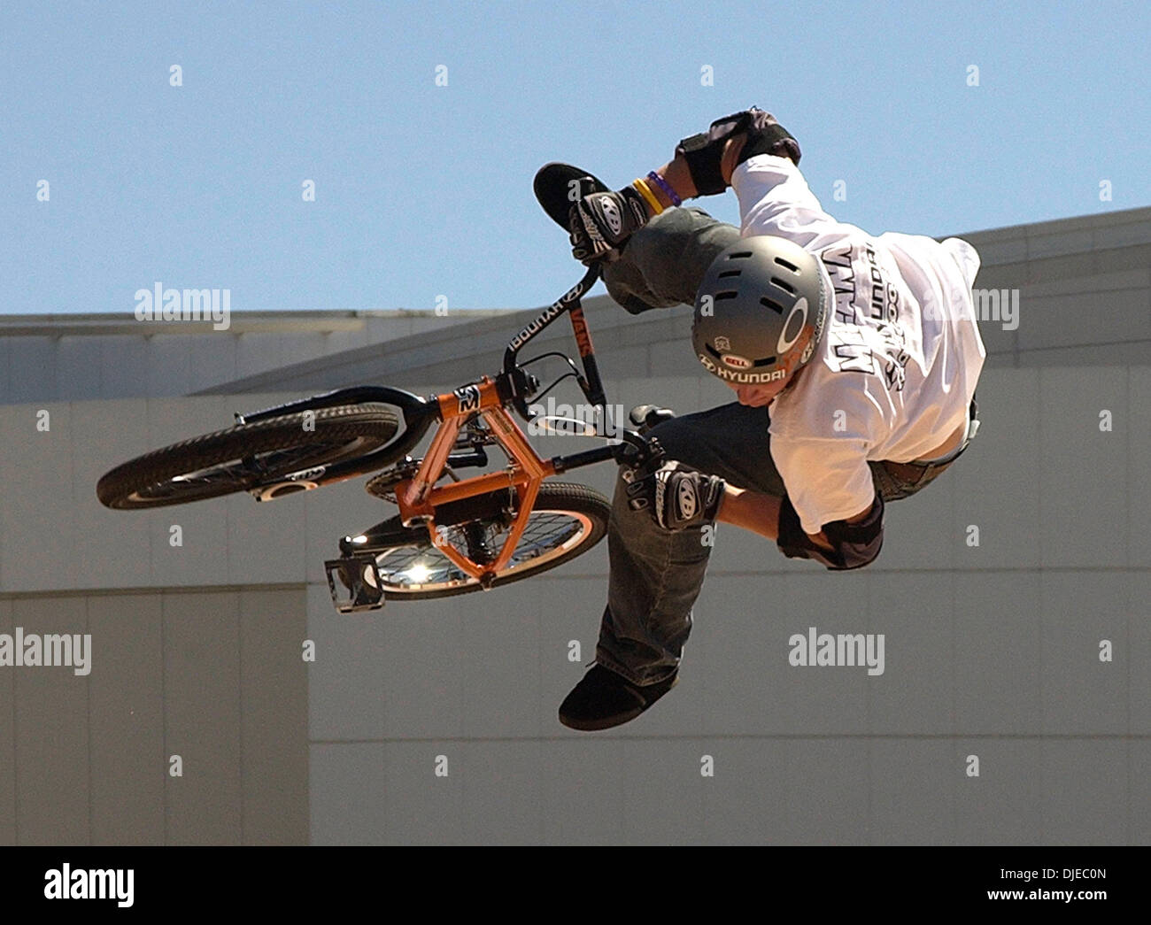 Aug 07, 2004; Los Angeles, CA, USA; Pro BMX rider STEVE McCANN competes ...
