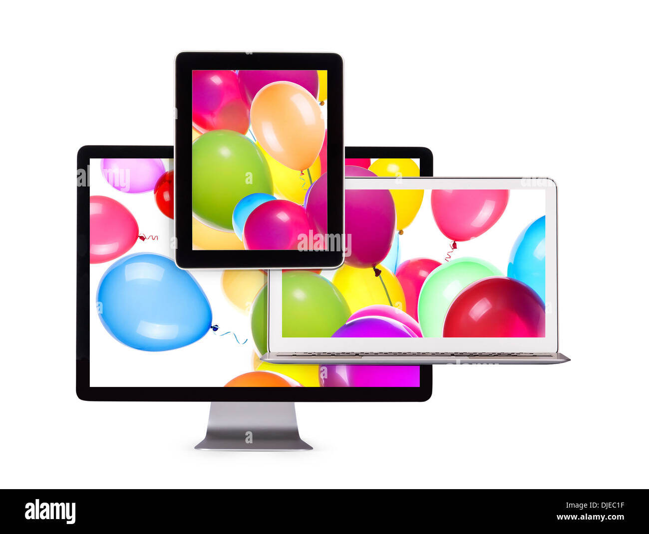 Birthday Balloons on Laptop Screen, Tablet PC and computer monitor ...