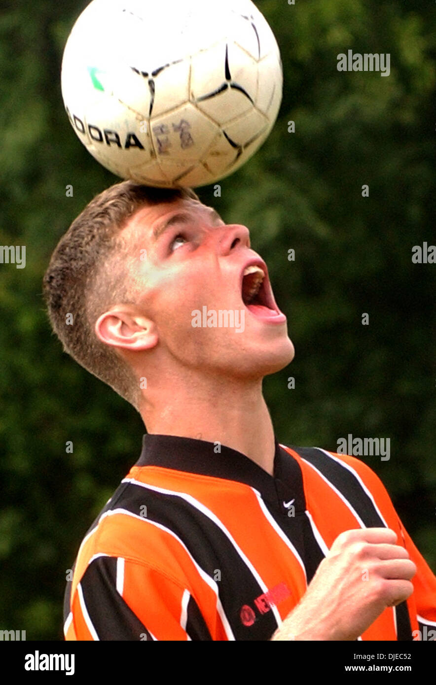 Aug 12, 2004 - Mt. Healthy, Ohio, USA - Senior DAN ERTEL takes a header ...