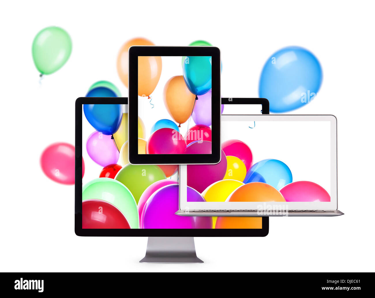 Birthday Balloons on Laptop Screen, Tablet PC and computer monitor ...