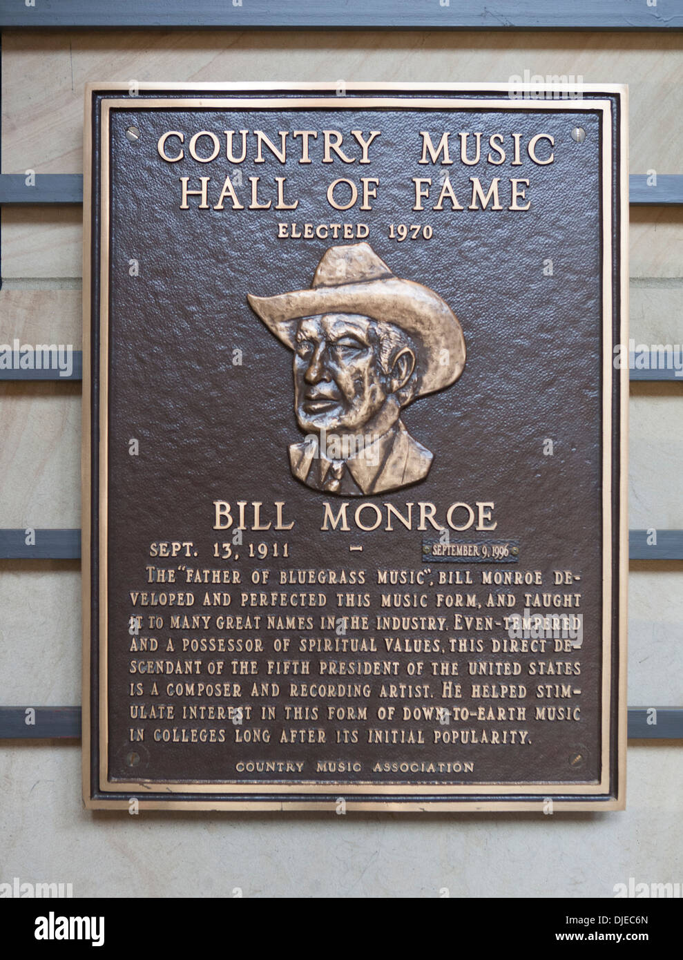 A bronze Bill Monroe Plaque inside the Country Music Hall of Fame in ...