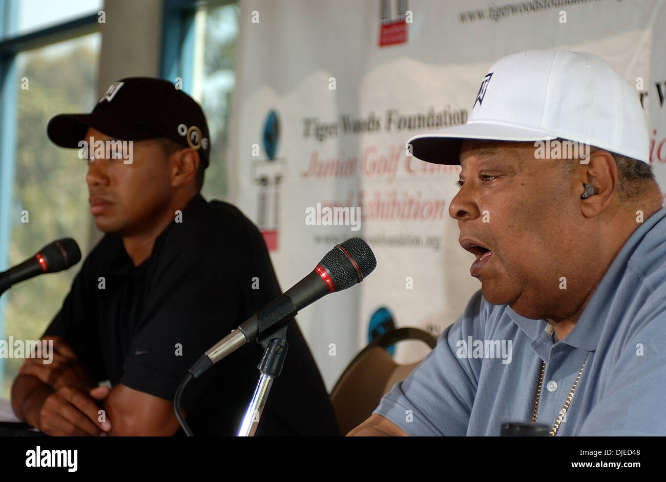 Aug 28, 2004; Anaheim, CA, USA; Golfer TIGER WOODS and his father, EARL ...