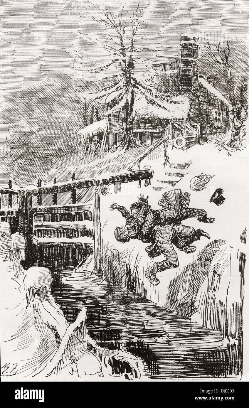 Death Struggle in the Lock. Illustration by Harry Furniss for the ...