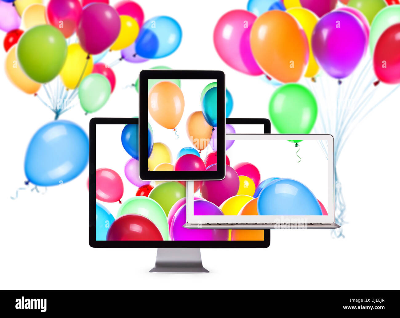 Birthday Balloons on Laptop Screen, Tablet PC and computer monitor ...