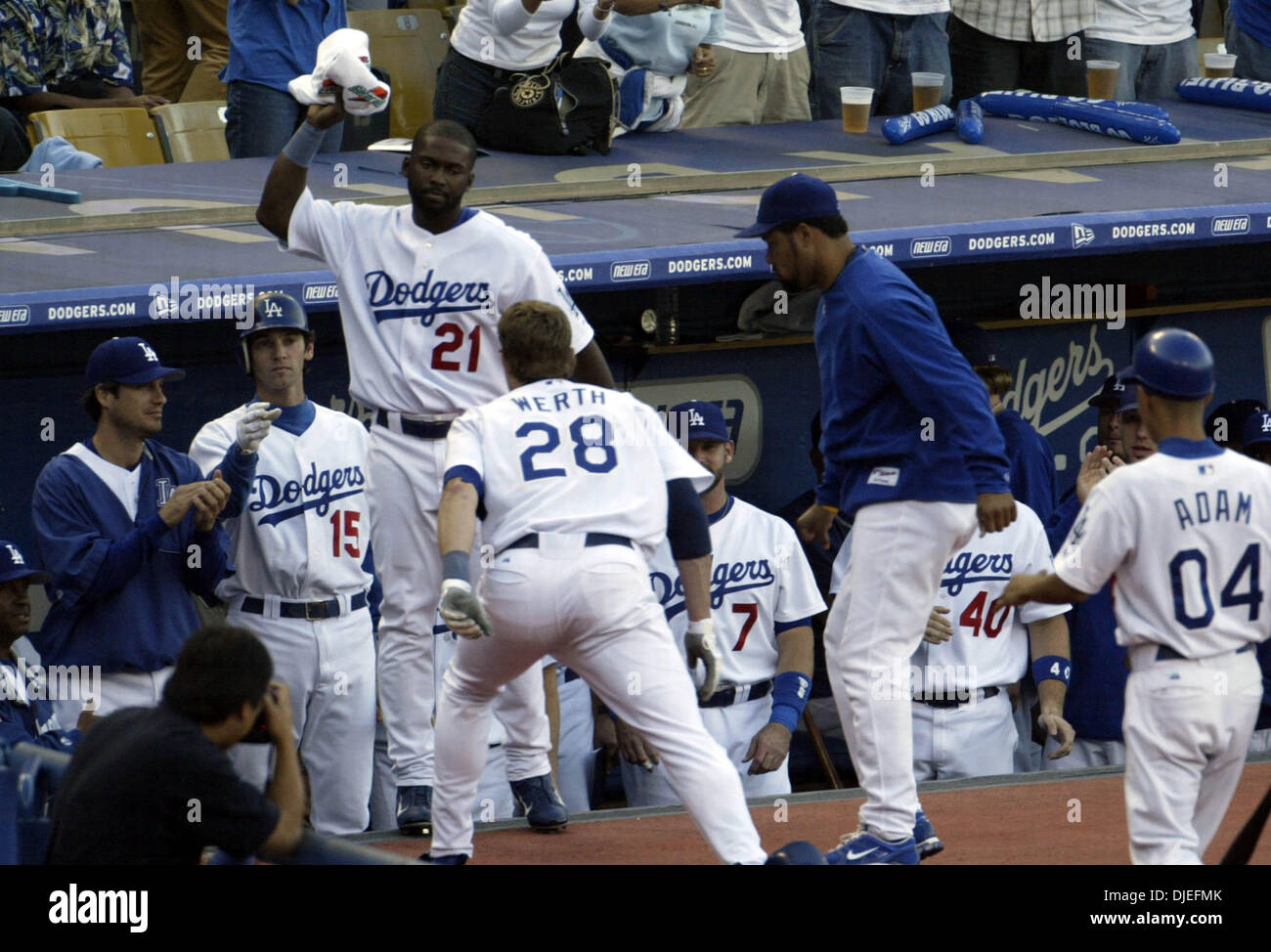 Oct 10, 2004; Los Angeles, CA, USA; Los Angeles Dodgers celebrated ...
