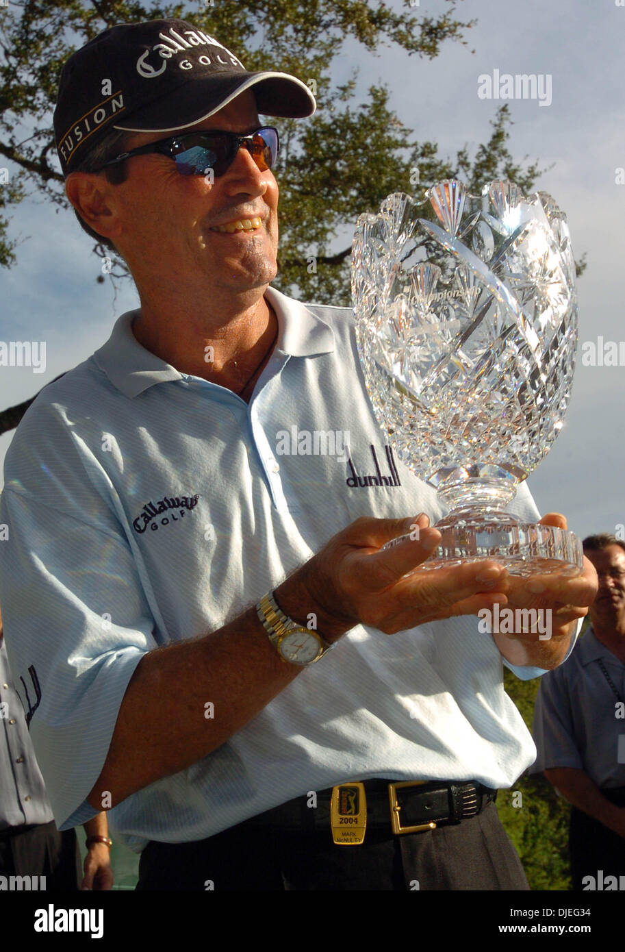 Oct 17, 2004; San Antonio, TEXAS, USA; MARK MCNULTY hoists his trophy ...